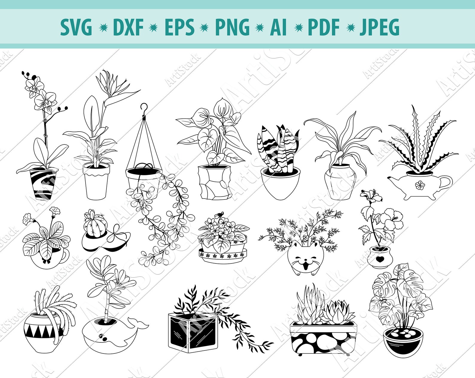 Plants SVG Potted Plants Svg Houseplants Svg Garden Plants - Etsy UK
