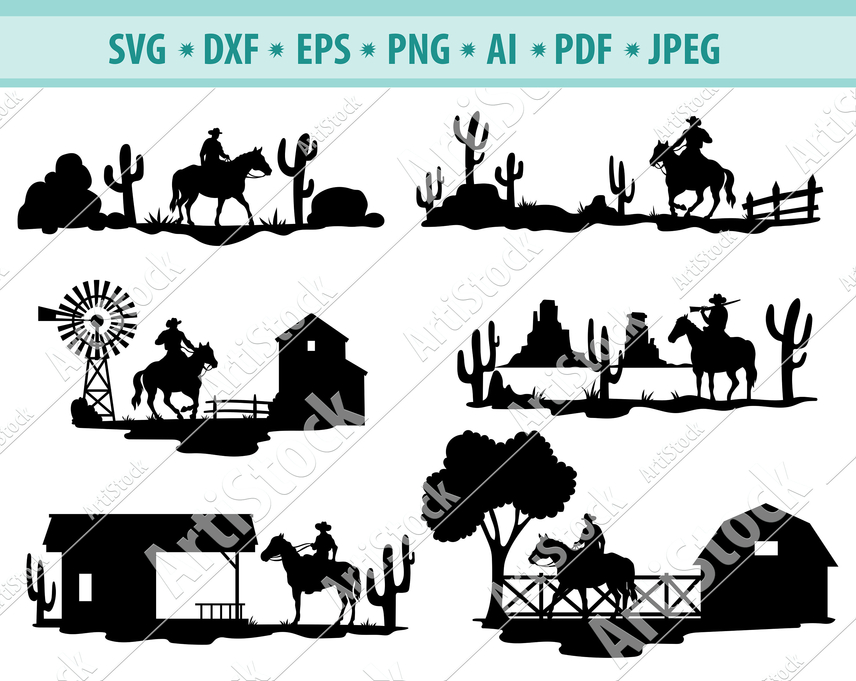 Cowboy Svg Ranch Cowboy Svg Cowboy Silhouette Clipart - Etsy