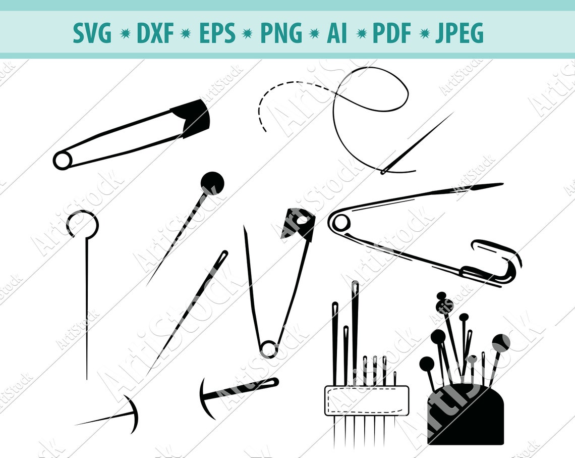 Nähnadel SVG, Nähen SVG, Nadel und Faden SVG, Faden Svg, Nadel Pad ...