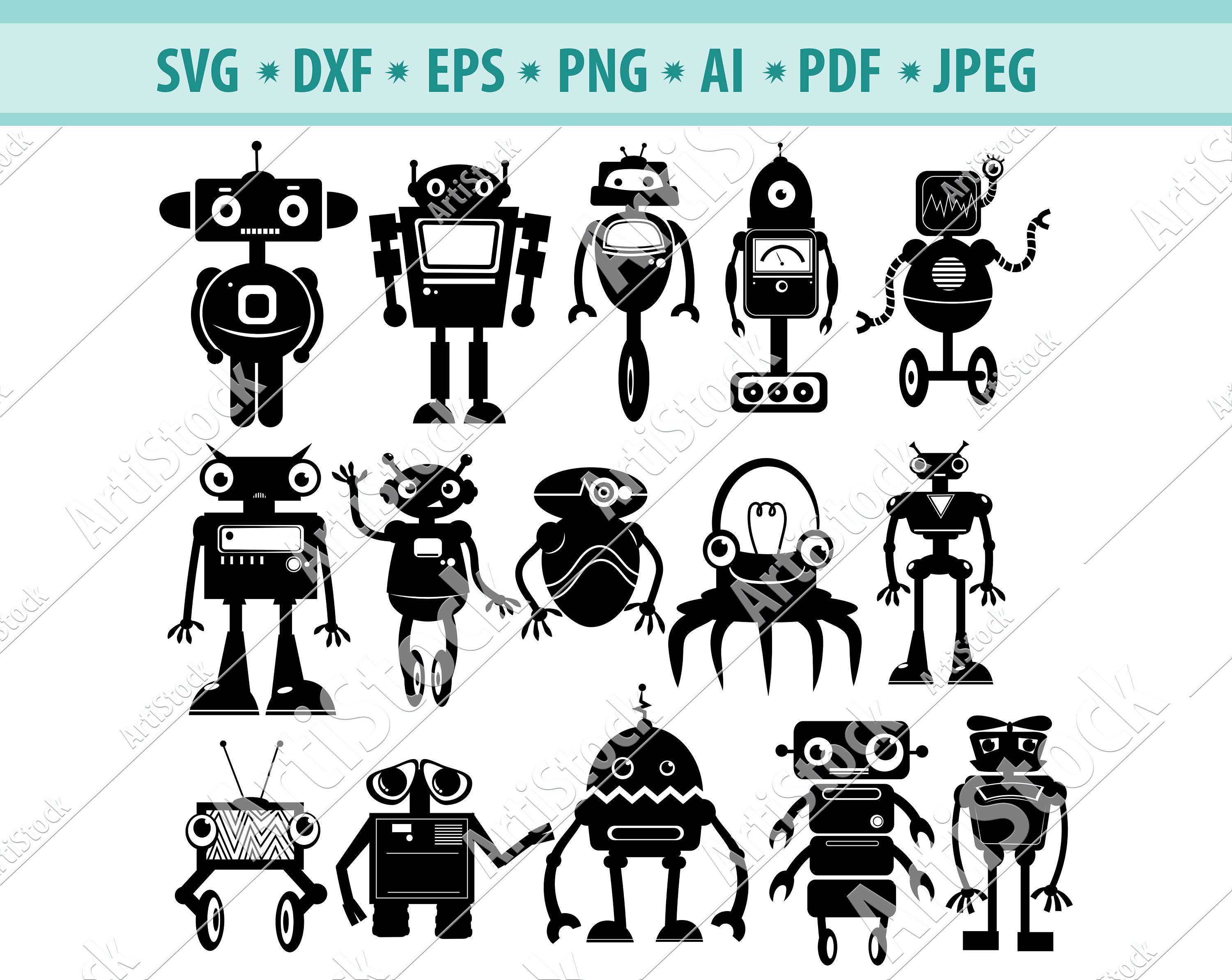 ROBOT SVG Robot Clipart Robot Silhouette Robots Svg Robot - Etsy UK