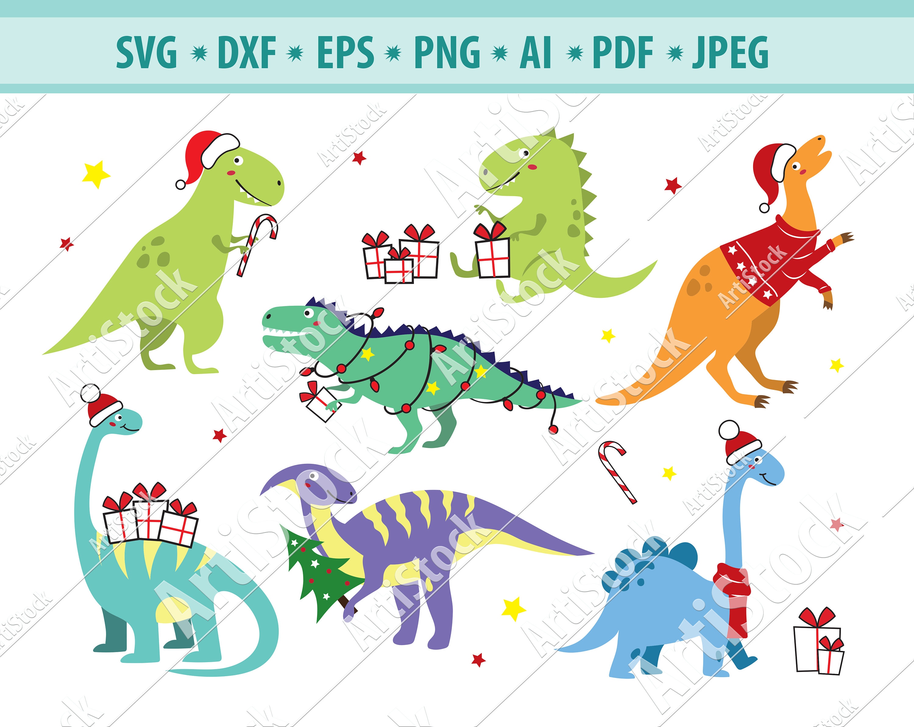 Christmas Dinosaur Svg Santa T-rex Svg Holiday Cut Files - Etsy UK