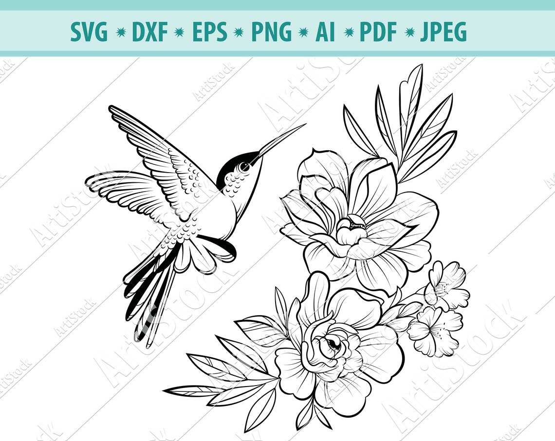 Hummingbird SVG File Hummingbird Wreath Svg Hummingbird and - Etsy