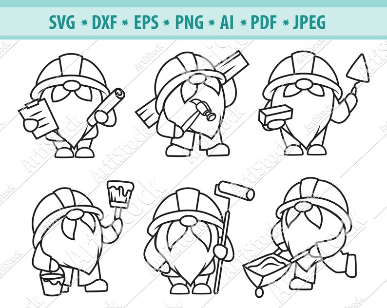Gnomes Builders Svg, Gnomes Workers Svg, Gnome Clipart, Gnome Foreman ...