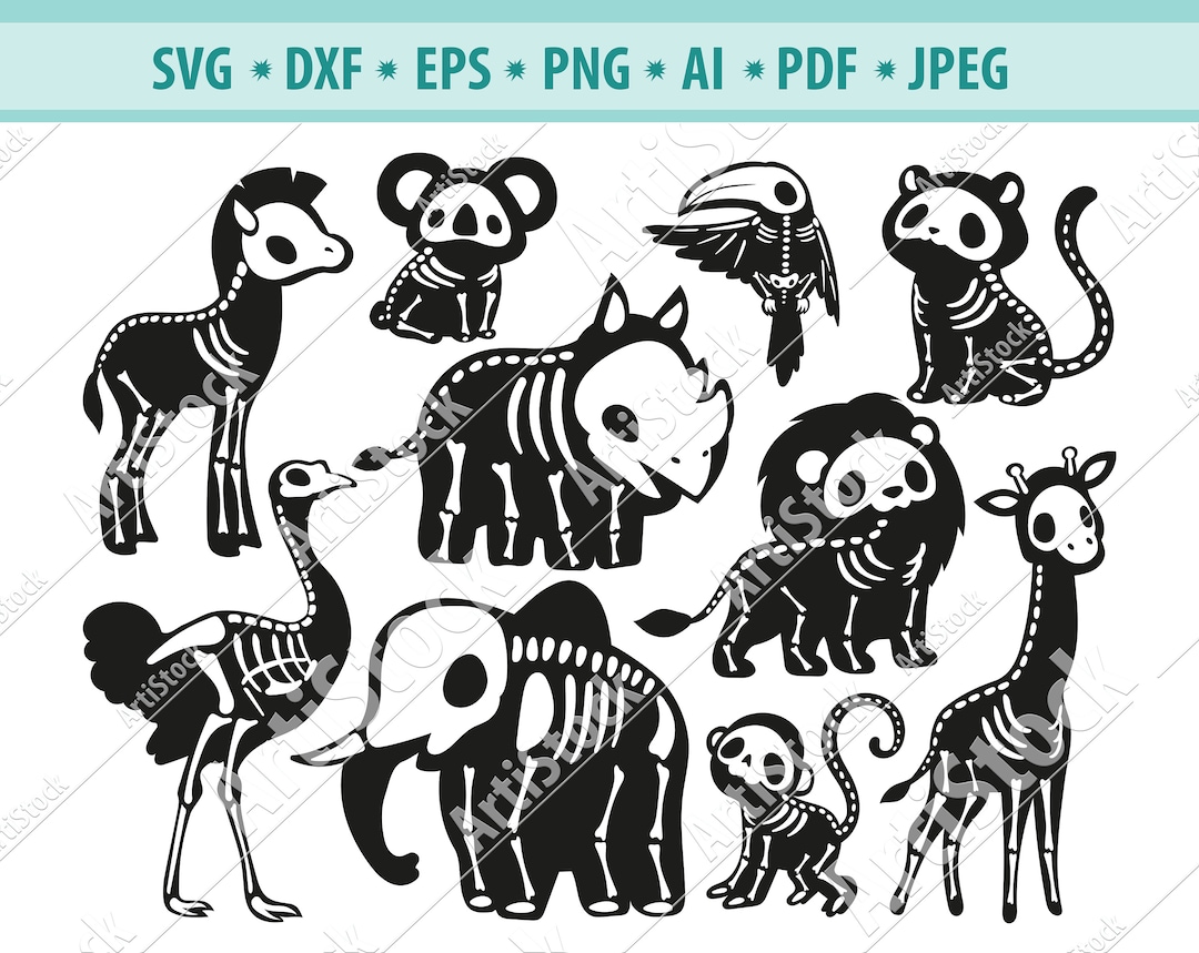 Skeletons Animals Svg, Zoo Animals Svg, Skull Wild Animals Svg, Safari ...