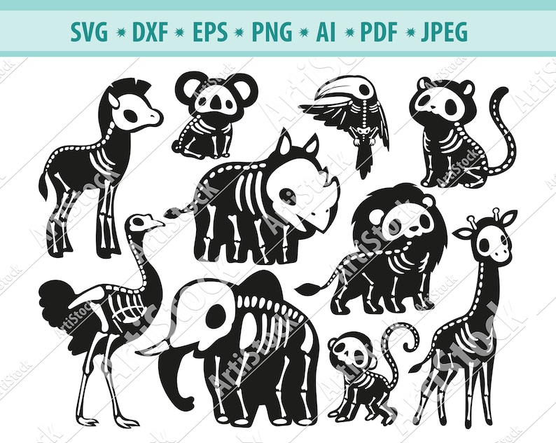 Skeletons Animals Svg Zoo Animals Svg Skull Wild Animals - Etsy