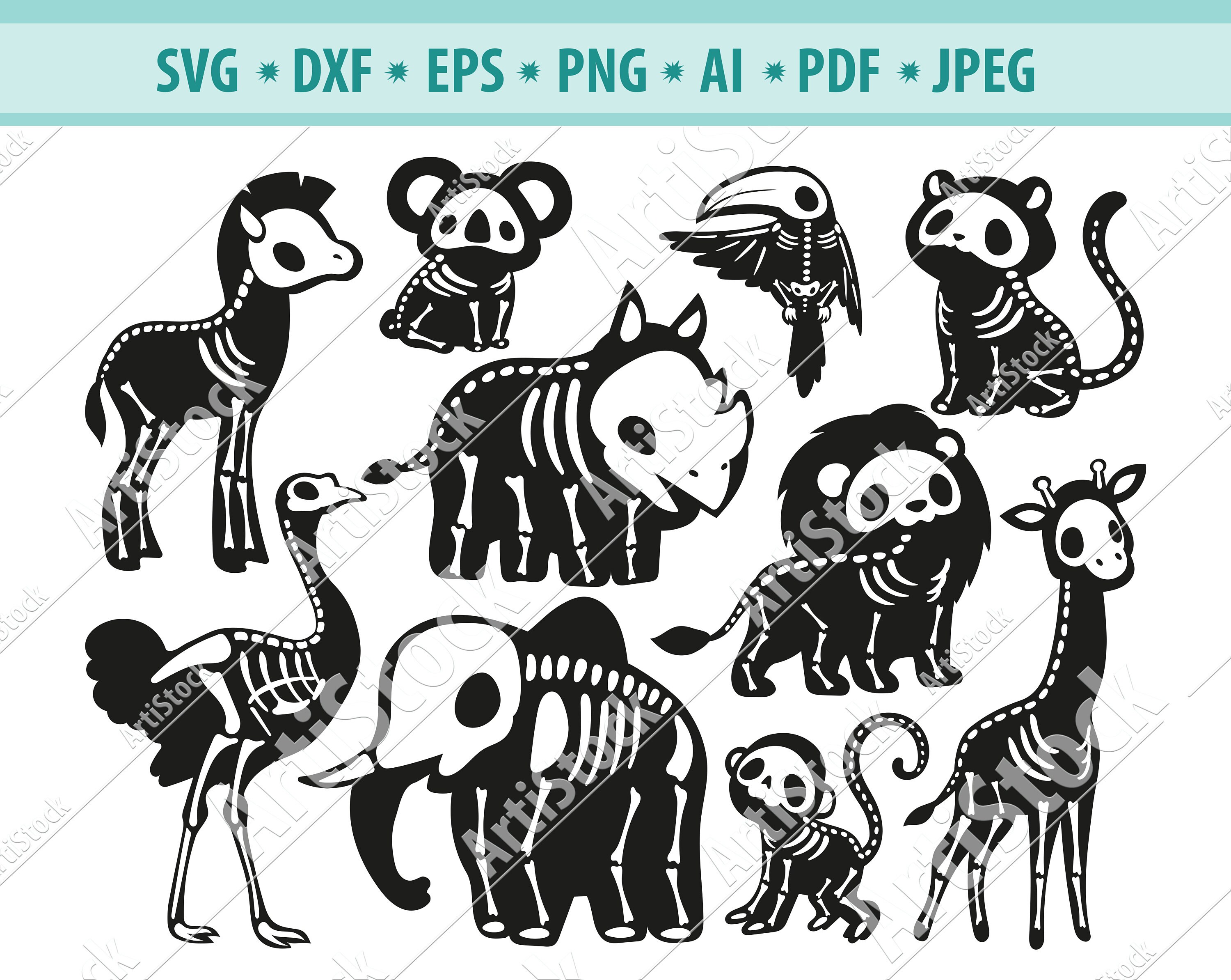 Skelette Tiere svg Zoo Tiere svg Schädel wilde Tiere svg - Etsy Schweiz