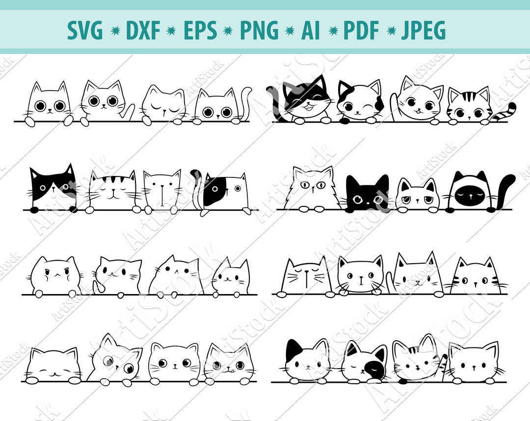 Cat SVG, Black Cat Svg, Peeking Cat Clipart, Peeping Cat SVG, Halloween ...