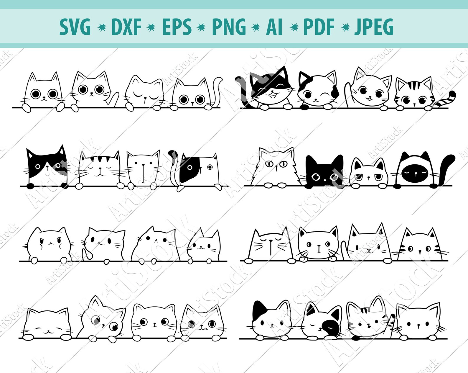 Cat SVG Black Cat Svg Peeking Cat Clipart Peeping Cat SVG - Etsy