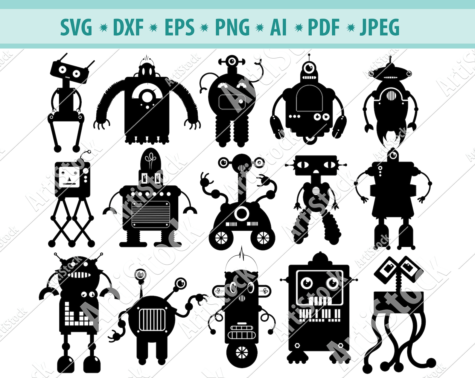 ROBOT SVG Robot Clipart Robot Silhouette Robots Svg Robot - Etsy