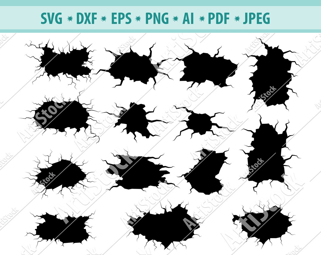 Cracks Digital Clipart, Cracks Svg, Wall Crack SVG, Instant Download ...