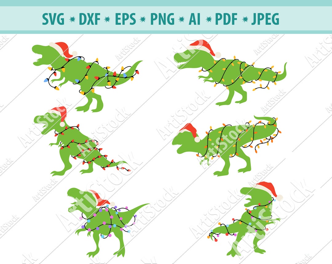 Christmas Dinosaur Svg, Santa T-rex Svg, T-rex Svg, Holiday Cut Files ...