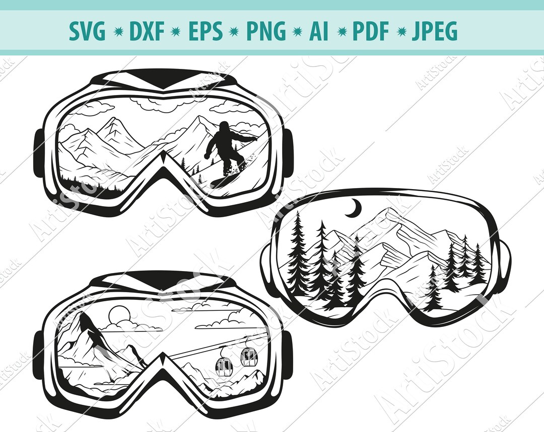 Snowboard Googles Svg, Winter Svg, Skiing Svg, Ski Glasses Svg ...