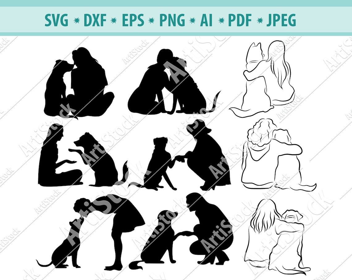 People & Dog SVG, Pet Care Svg, Silhouette Cut Files, Medical Pet ...