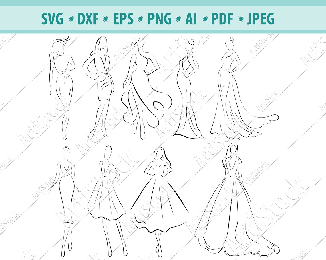 Fashion Svg/woman Clipart/female Svg/fashion Silhouette/girl - Etsy