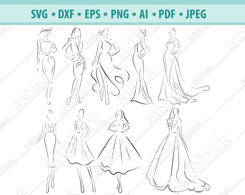Fashion Svg/woman Clipart/female Svg/fashion Silhouette/girl Cricut ...