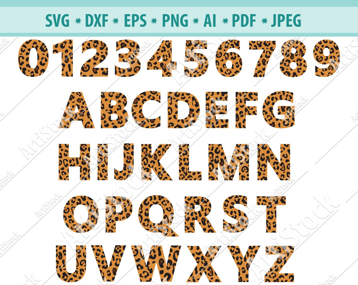 Leopard Alphabet Svg Animal Font Svg Leopard Font Png - Etsy