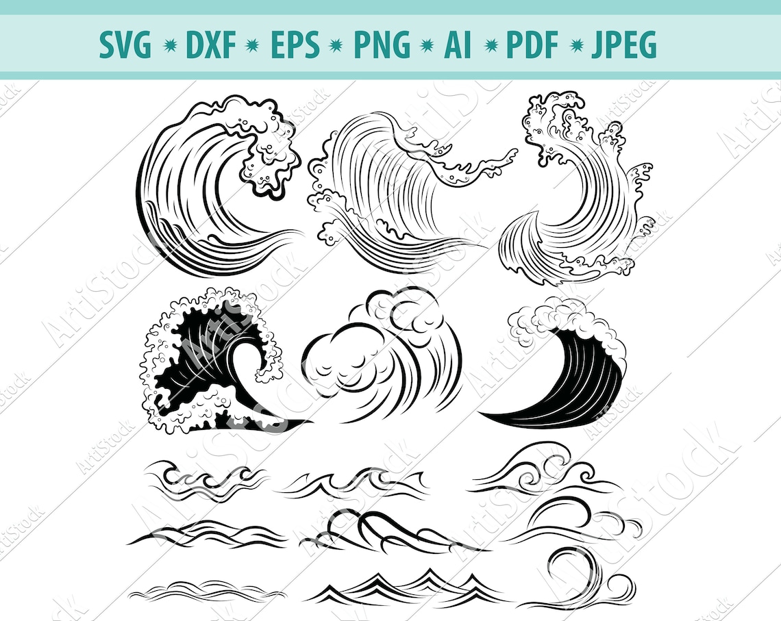 Wave SVG /waves Svg/sea Waves Svg/ Ocean Waves Svg/ Clipart/ | Etsy