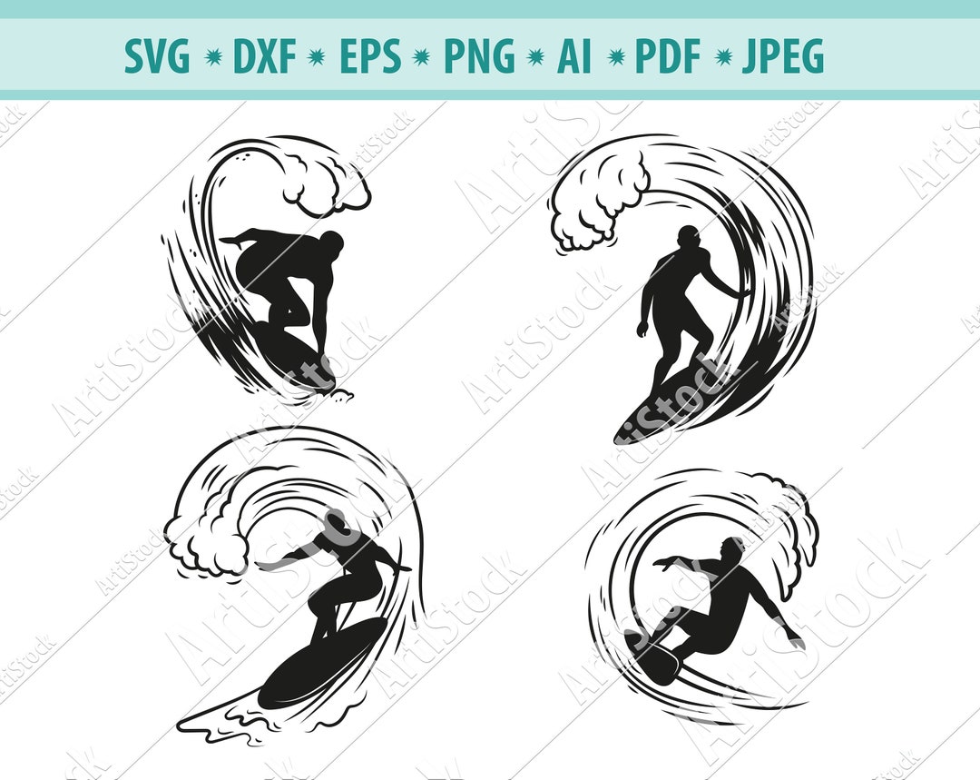 Surfing Svg, Extreme Sport Svg, Summer Svg, Ocean Wave Svg, Surfer Man ...