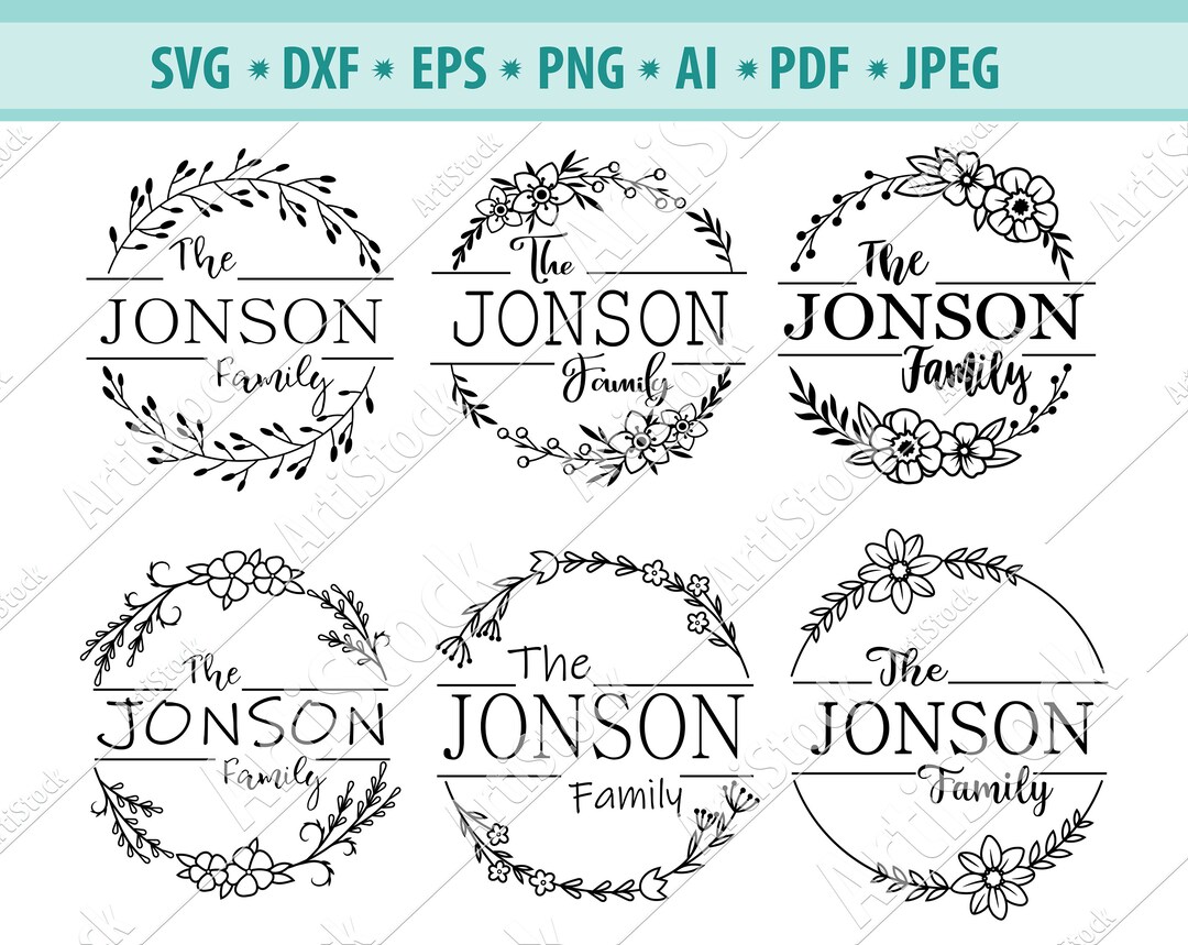 Family Name Svg, Family Monogram Border Svg, Last Name SVG, Split Frame ...