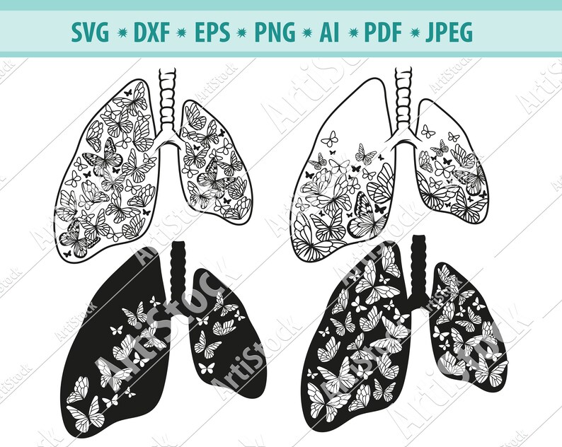 Human Lungs With Butterflies Svg, Anatomical Svg, Lung With Insect Svg ...