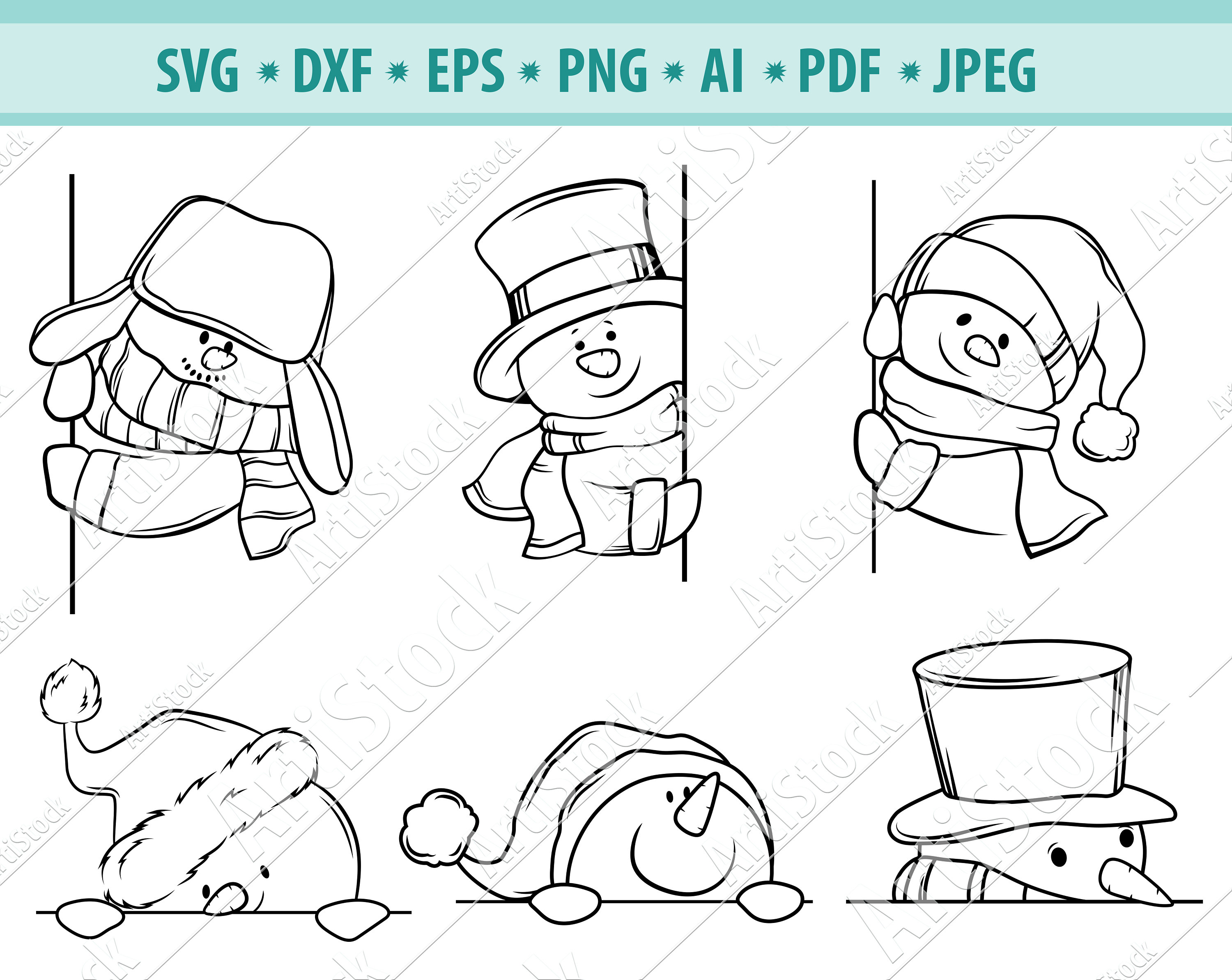 Snowman SVG, Christmas Svg, Peeking Snowman Svg, Christmas Snowman ...