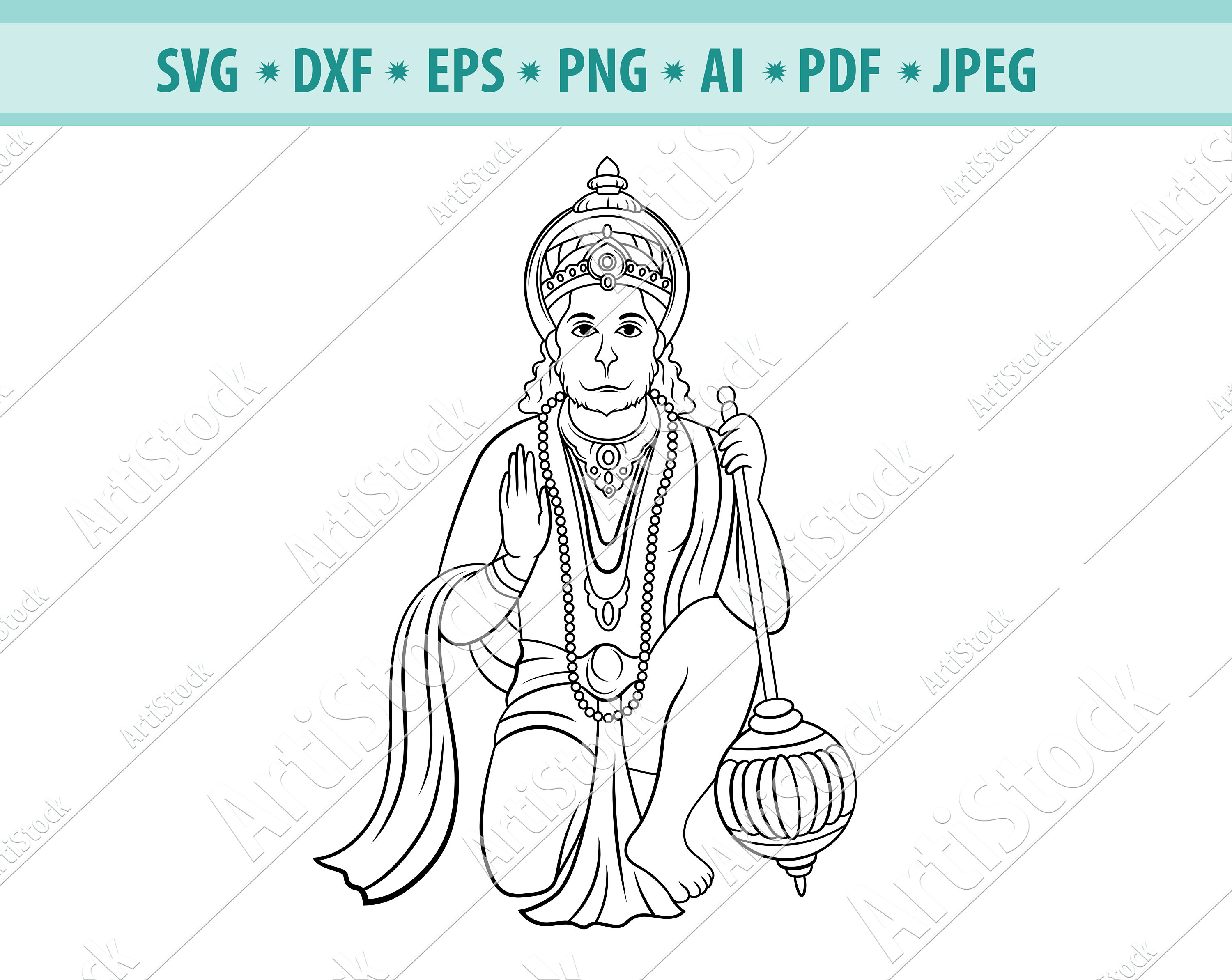 Goddess Hanuman Svg, God Hanuman Svg, Hindu Goodness Svg, Indian God ...