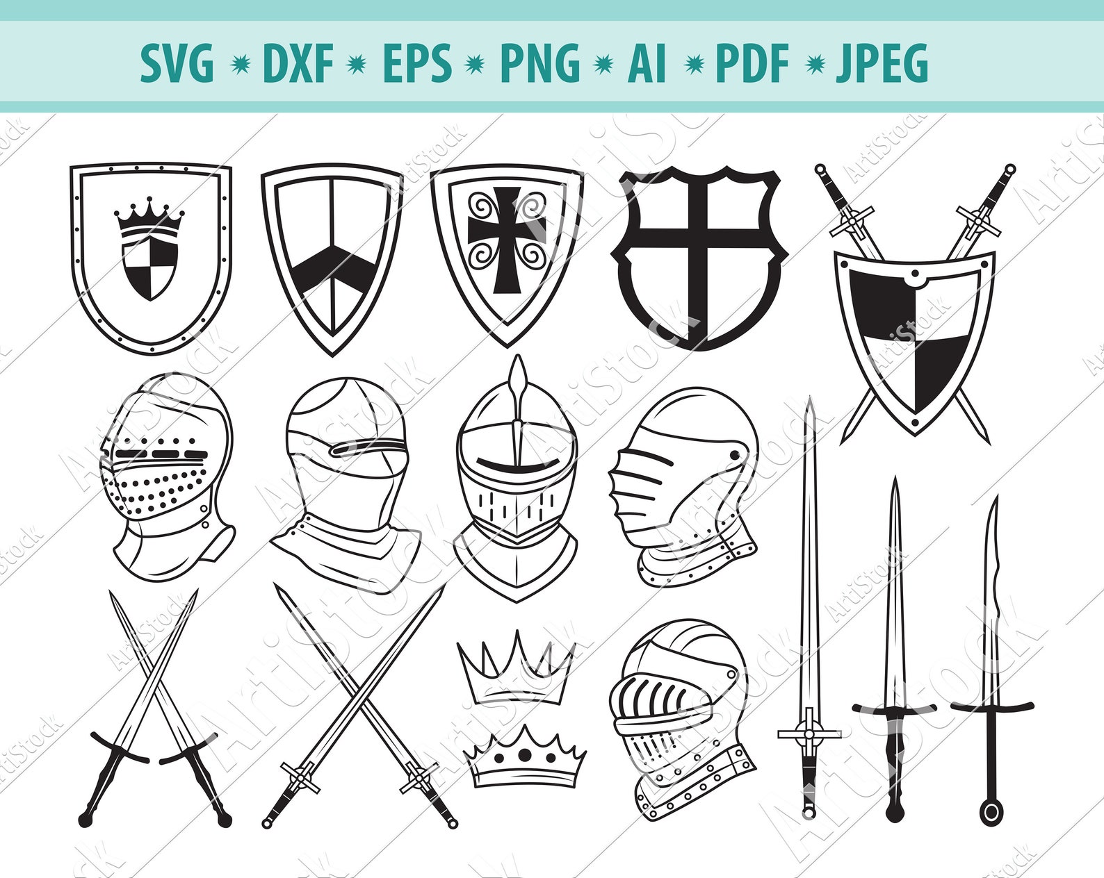 Knight Armor Svg, Knight Clipart, Swordsman Svg, Knight's Swords Svg ...