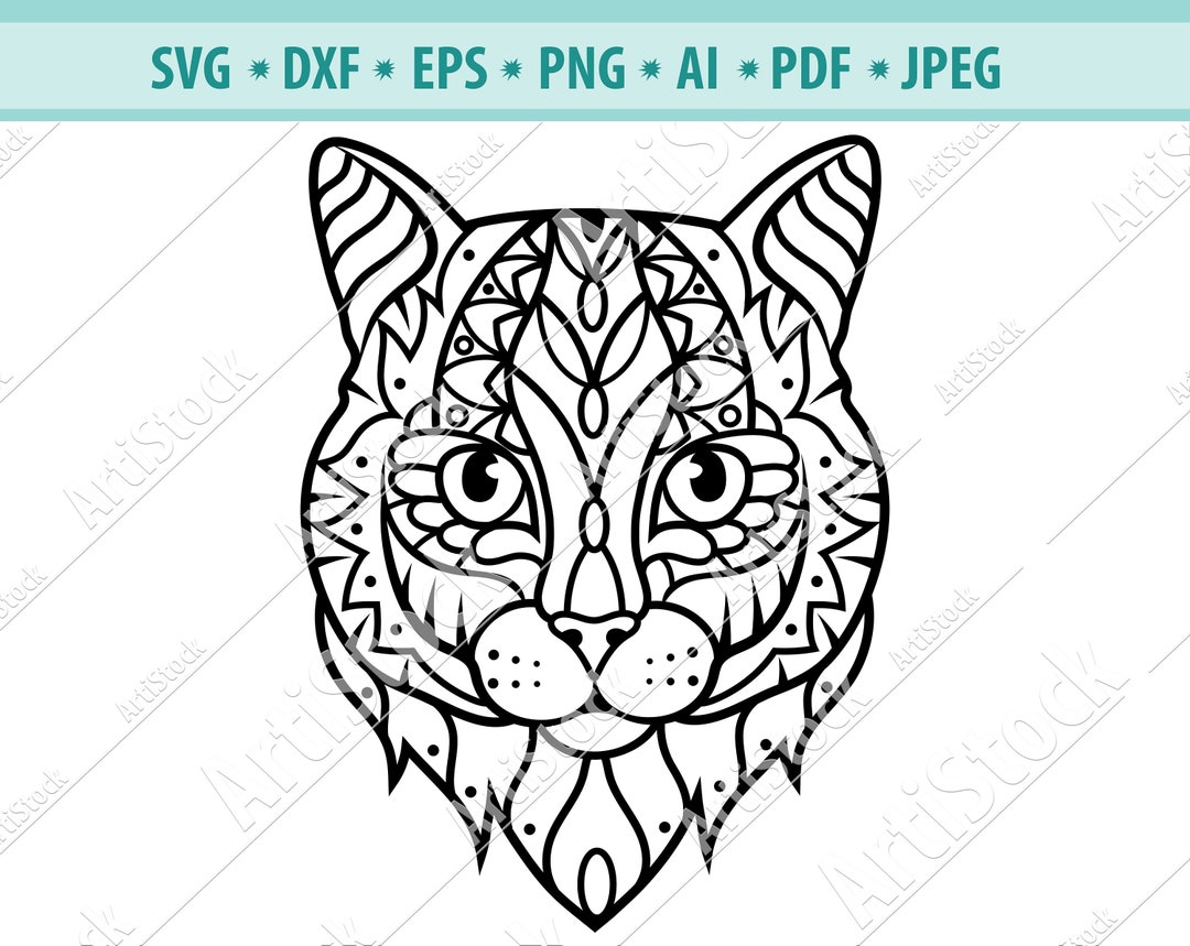 Zentangle Cat SVG, Mandala Cat SVG, Cat for Cricut, Cat Design, Ethnic ...