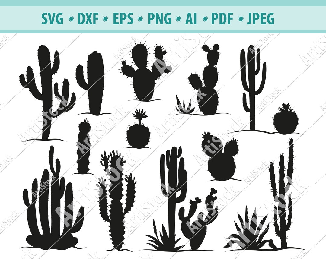Cactus Landscape SVG, Succulents Svg, Cactus Clipart, Desert Cactus Svg ...