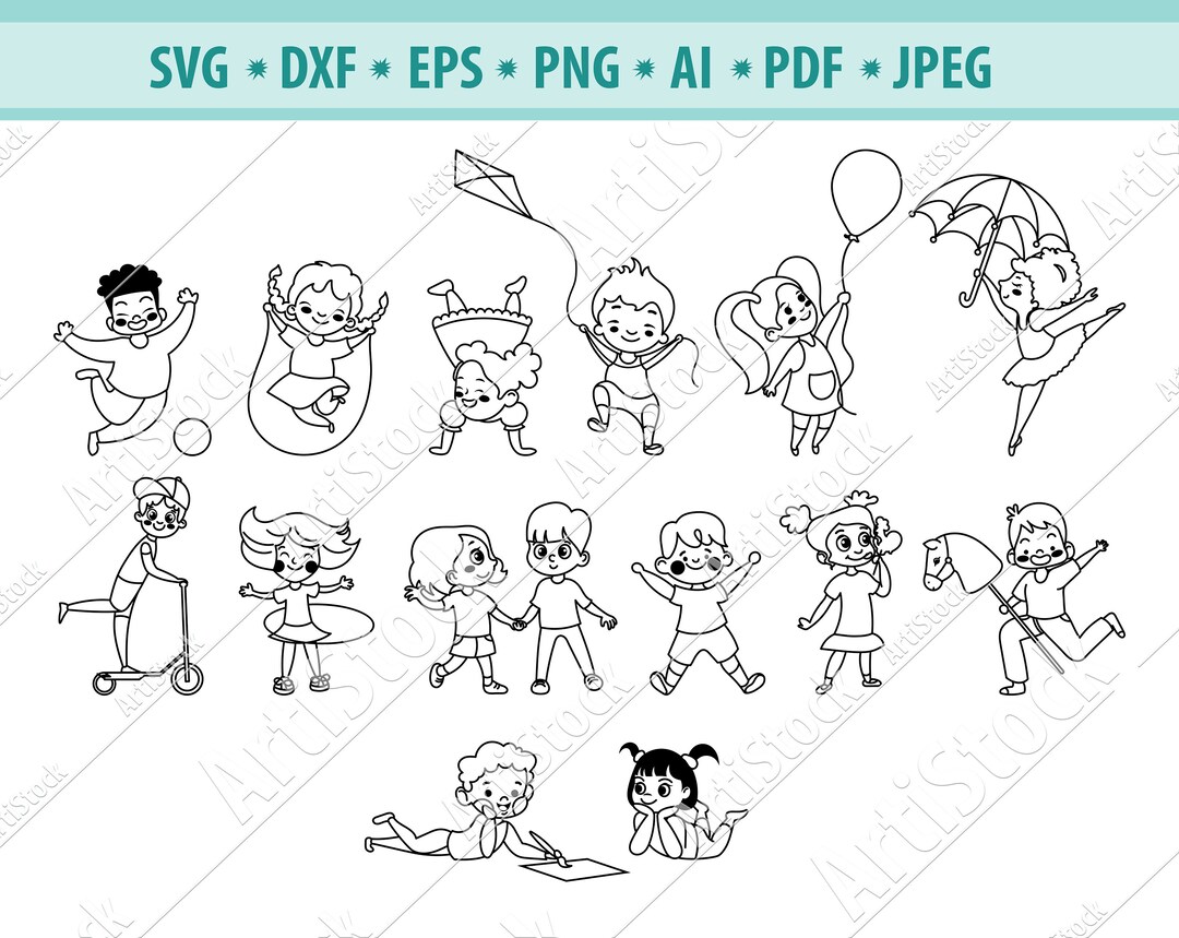 Cute Kids Svg, Playing Kids Svg, Kindergarten Svg, Happy Children Svg ...