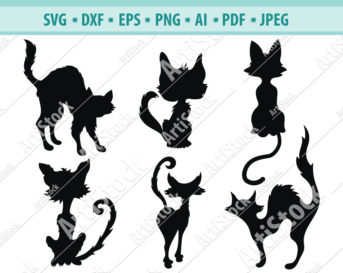 Black Cat Svg Halloween Cat Svg Cut Files Halloween Decal | Etsy