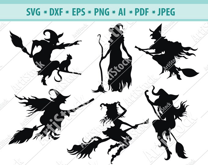 Witch Svg Witch Silhouette Halloween Clipart Witch Clipart - Etsy