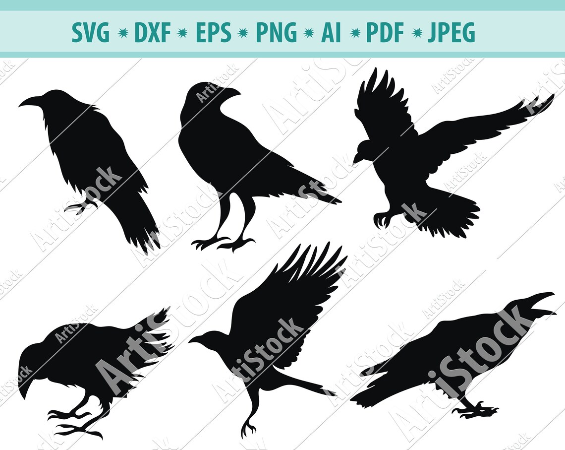 Raven Svg Raven Clip Art Raven Cut File Raven Silhouette - Etsy