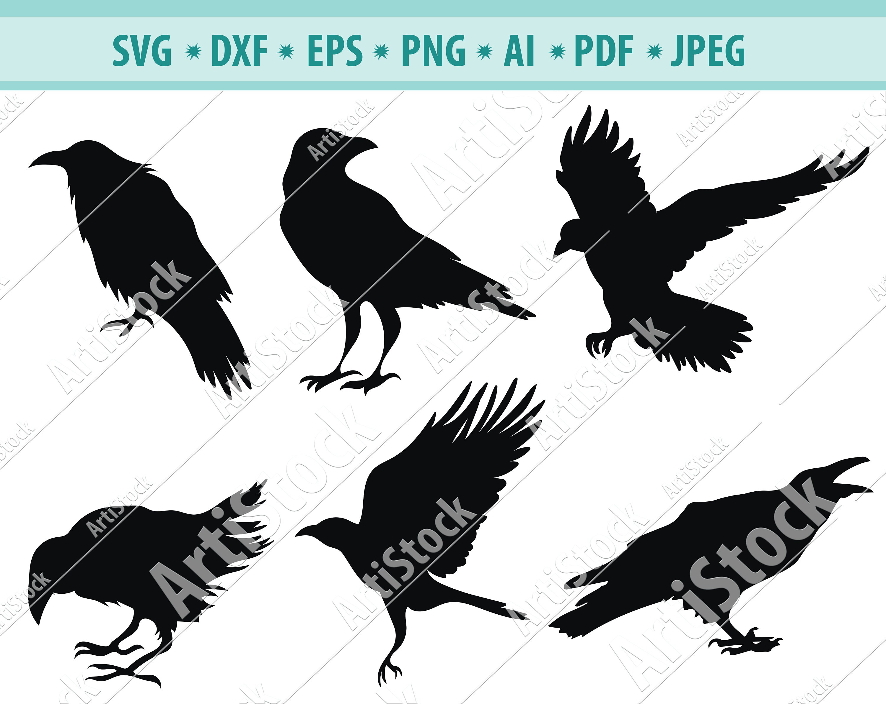 Raven Svg Raven Clip Art Raven Cut File Raven Silhouette - Etsy
