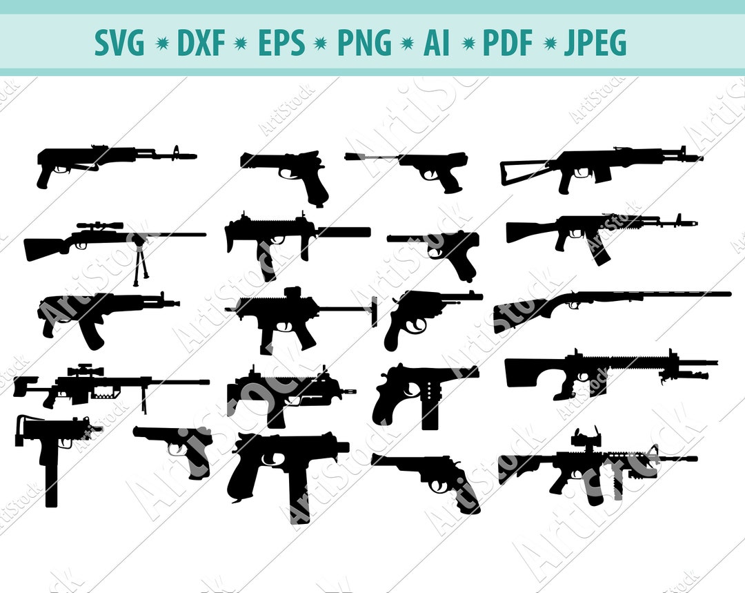 Guns Svg,gun Svg, Hunting Gun SVG, Military Weapon SVG, Pistol Svg ...