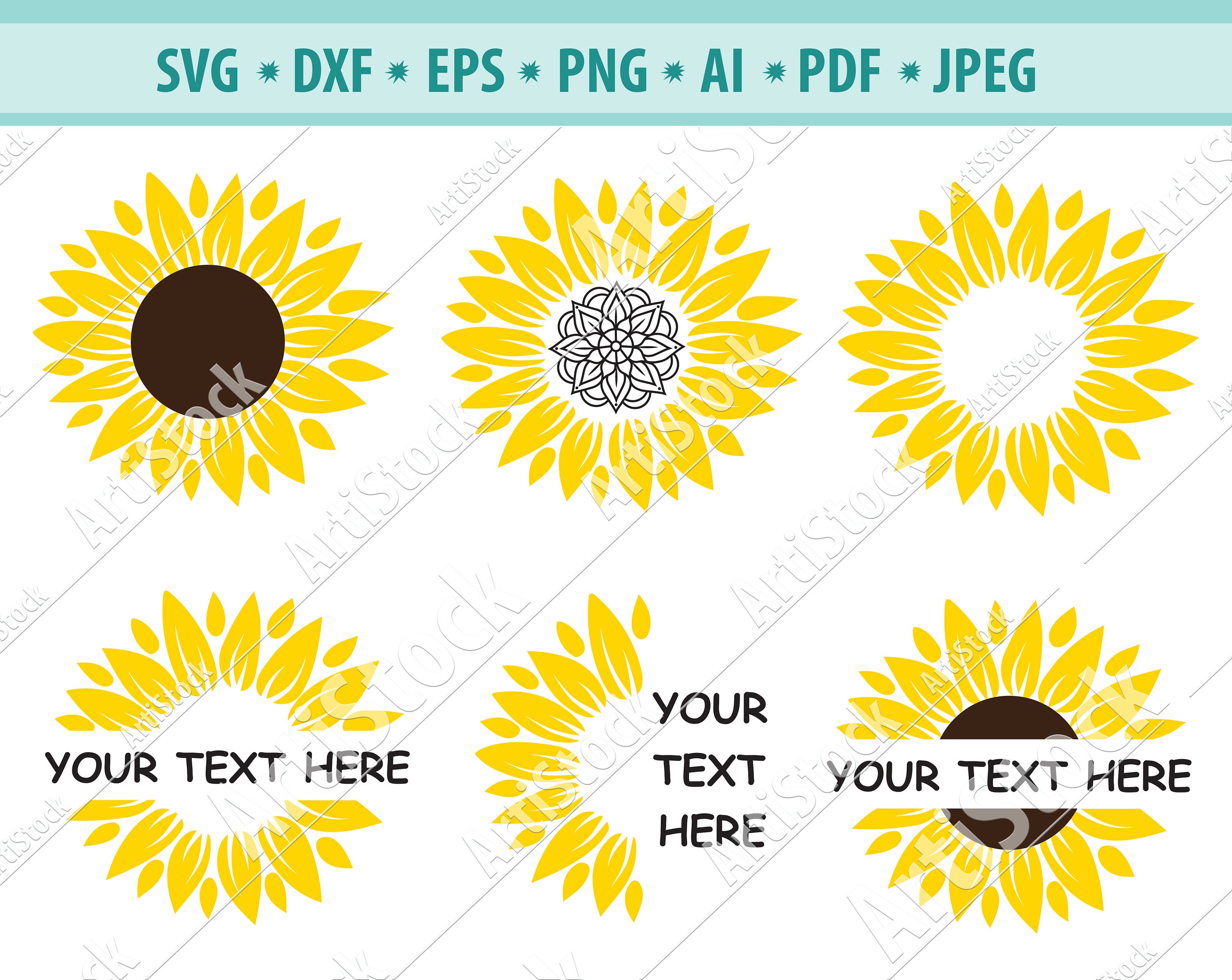 Sunflower SVG, Sunflower Monogram Svg, Flower Svg, Sunflower Clipart ...