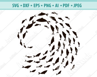 School of Fish Svg | Etsy