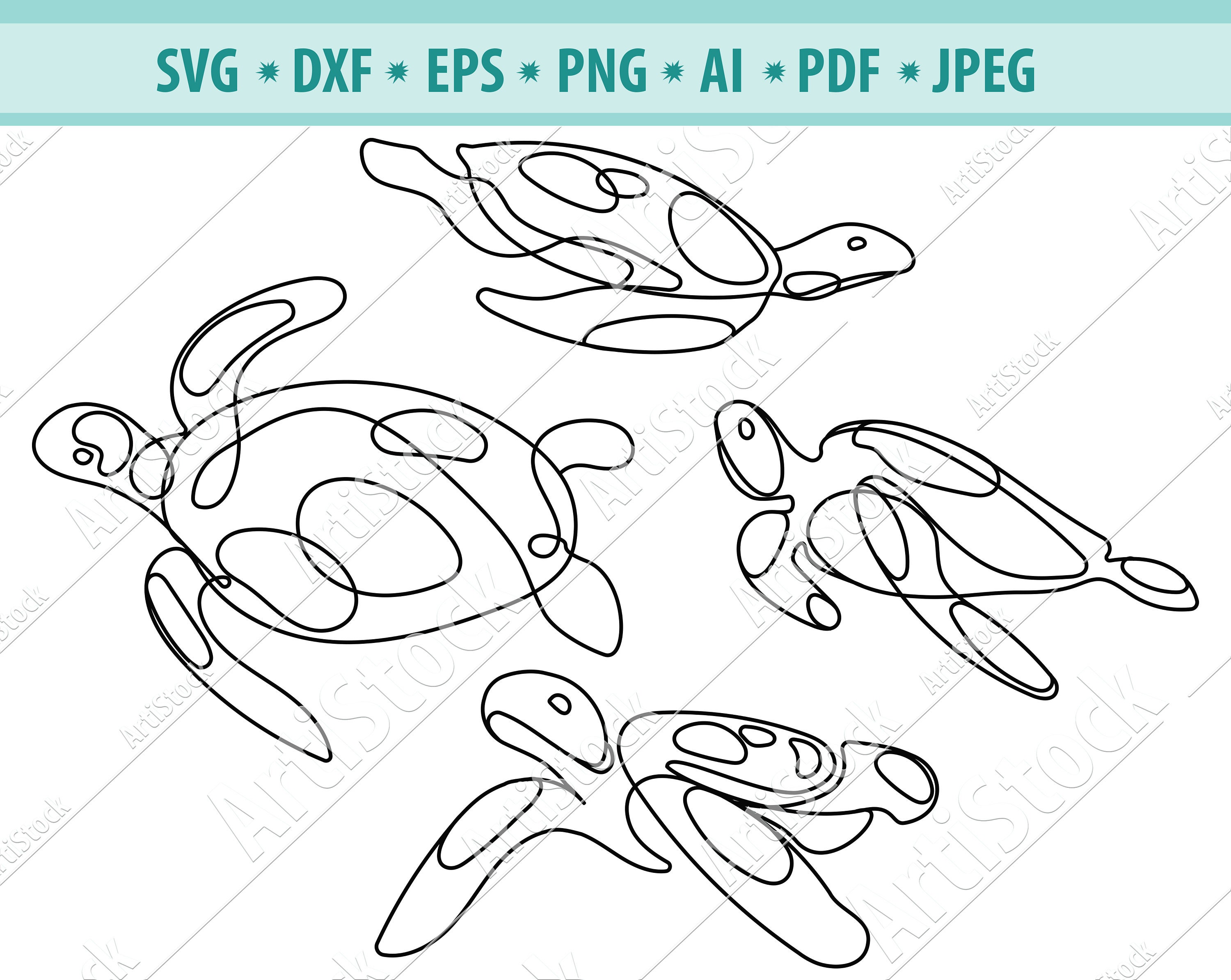 Sea Turtle Svg Turtle Svg Files for Cricut ai Files Dxf Files | Etsy
