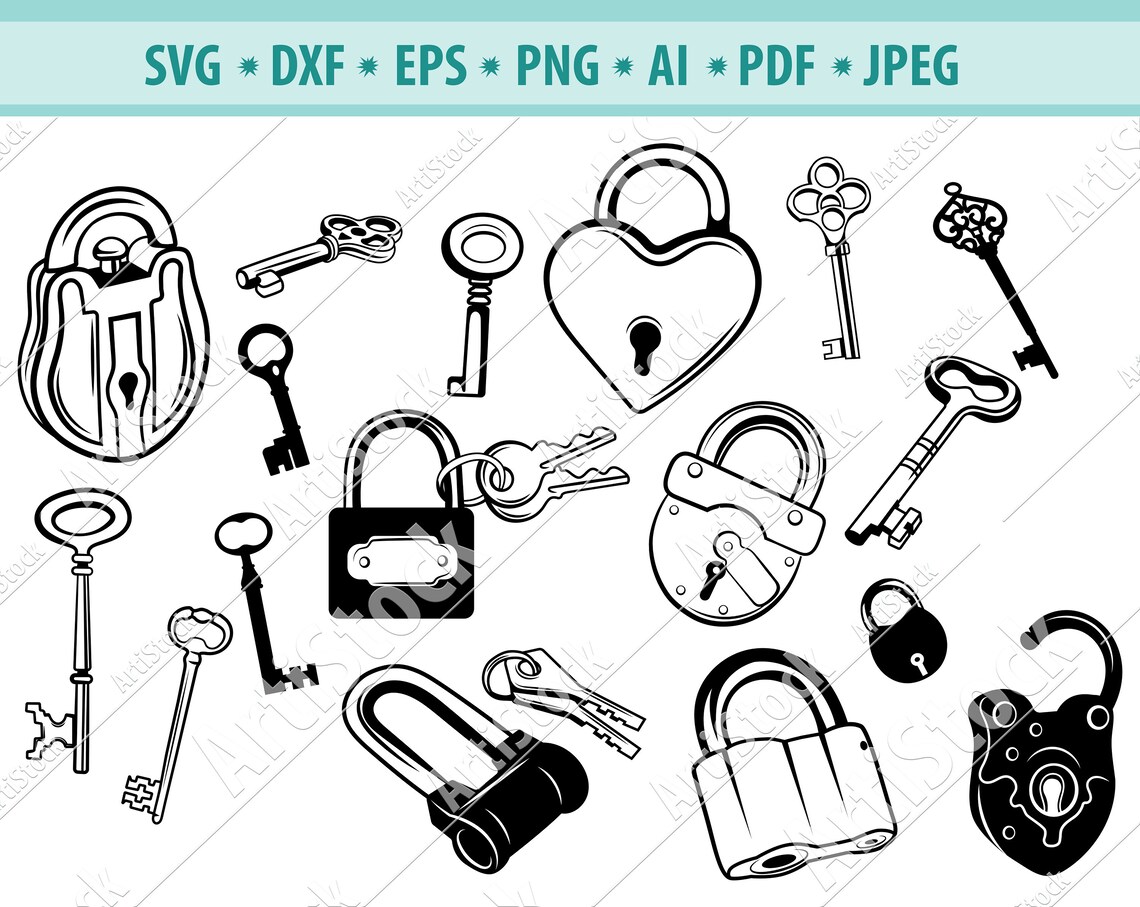 Lock Svgkey Svg Vintage Key Svgheart Lock Key Svgkey Lock | Etsy