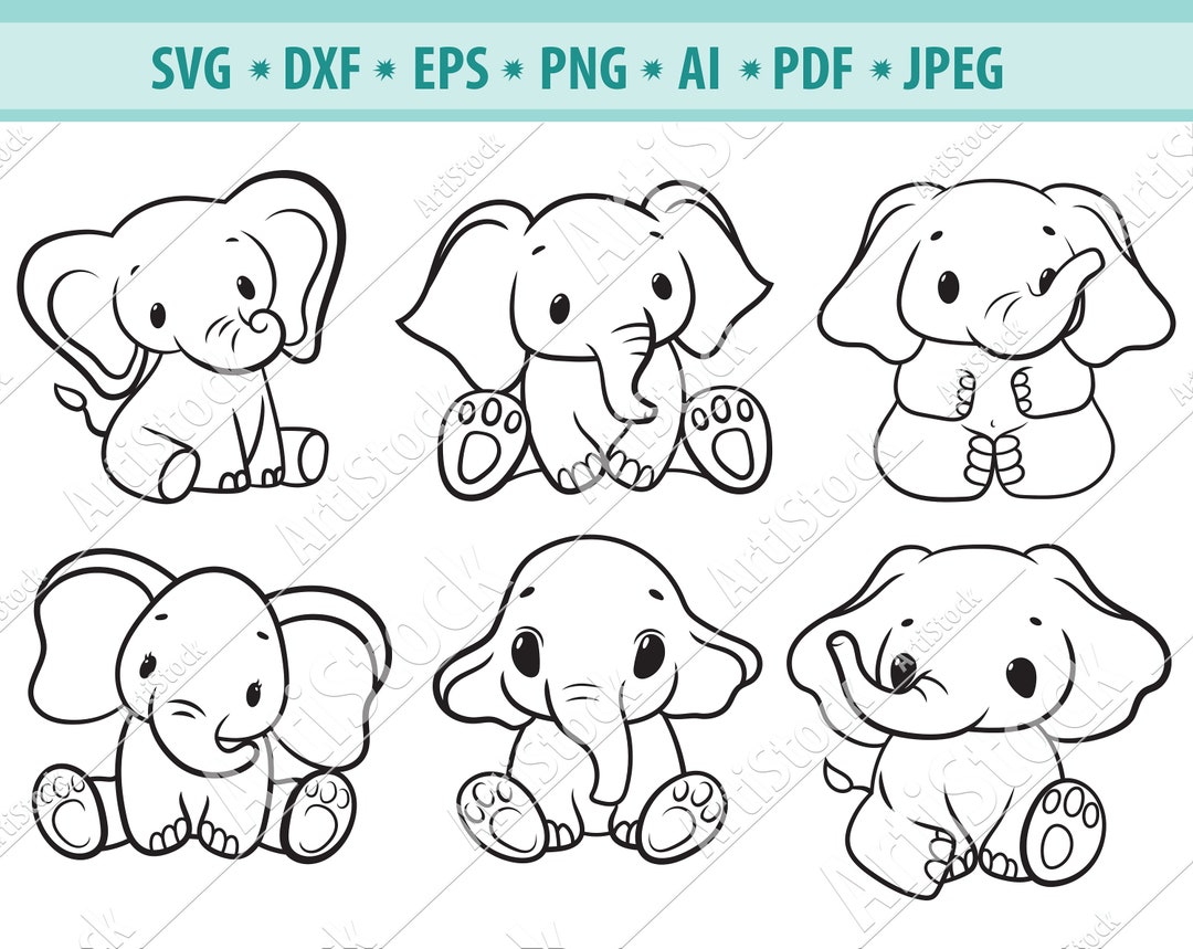 Elephants Svg, Baby Elephant Svg, Cute Elephant Svg, Elephant Clipart ...