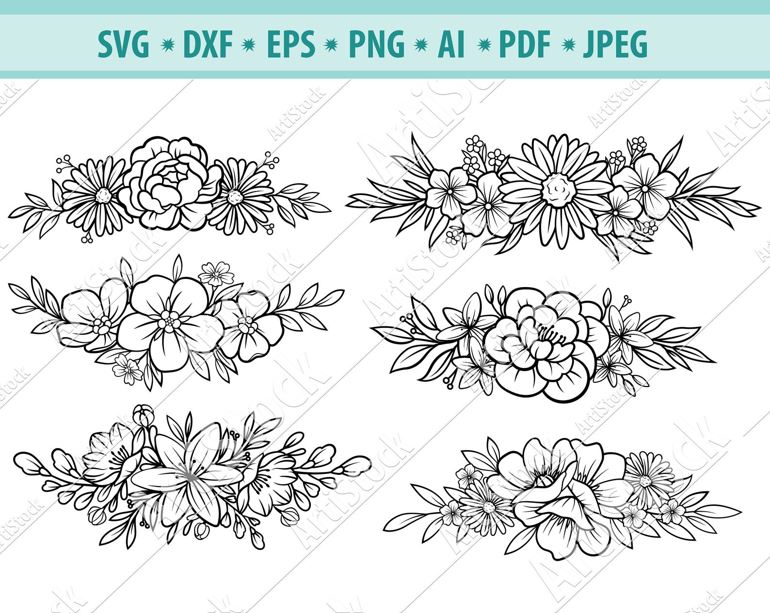 Floral Headband Svg, Flower Bouquets SVG, Flower Headband for Women Png ...