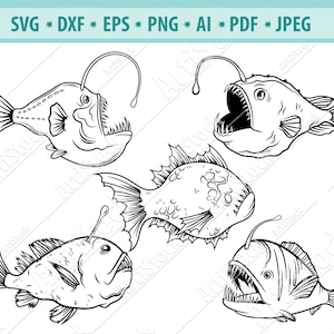 Anglerfish SVG Deep Sea Fish Svg Sea Creatures Svg - Etsy