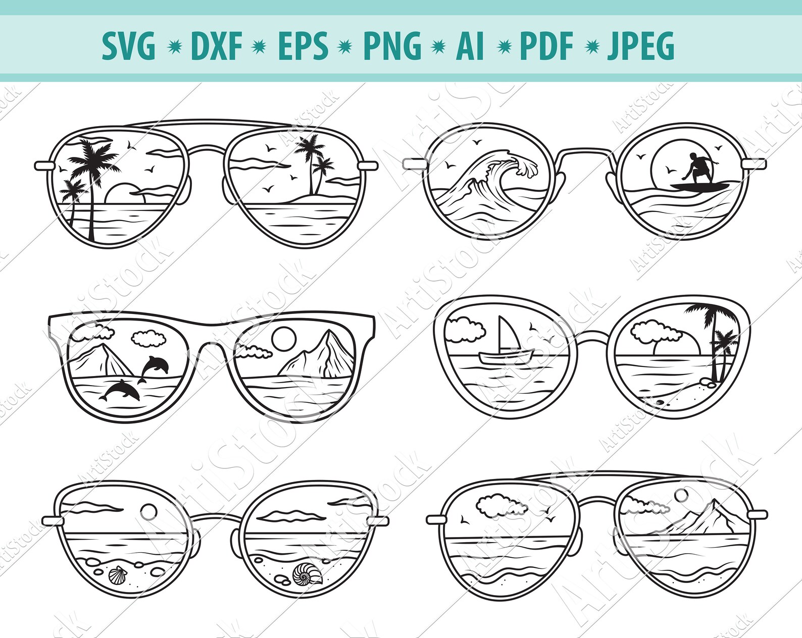Beach Sunglasses Svg, Summer Vacation Svg, Palm Tree Svg, Beach Svg ...