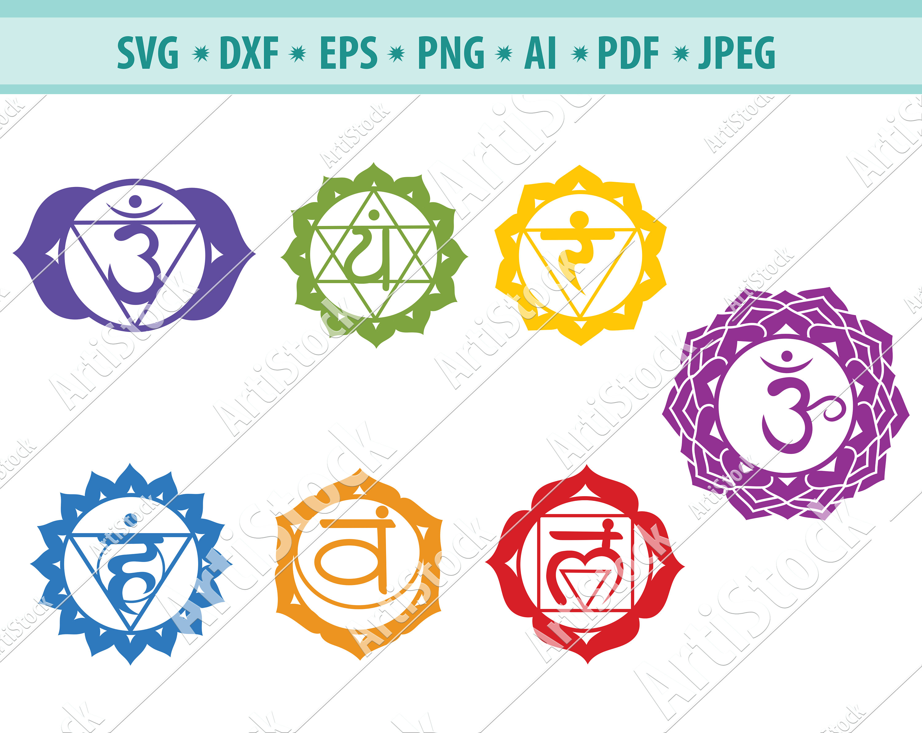 Chakra SVG Yoga Svgchakra Svg Bundle Clipart Iron on - Etsy