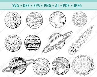 Solar System, Planets SVG, Planet Svg, Space Svg, Earth Svg, Moon Svg ...