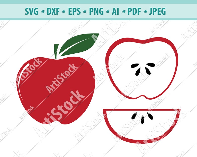 Apple Svg File, Teacher Apple Svg, Apple Slice Svg, Fruit Cut File ...