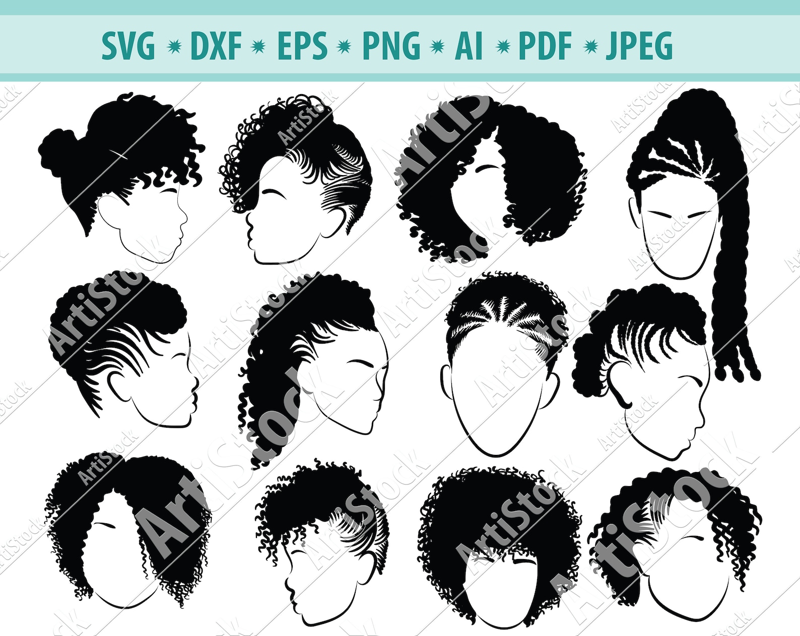 Afro Hairstyles SVG Black Woman Bundle Svg Hair Dreadlocks | Etsy