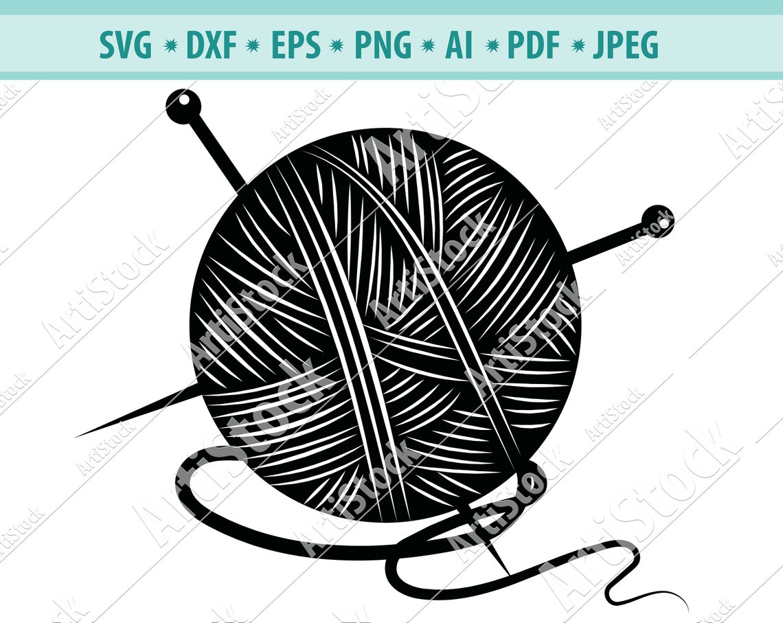Knitting Svg Cut File, Knitting Needle Svg, Yarn Ball Svg, Thread Svg ...