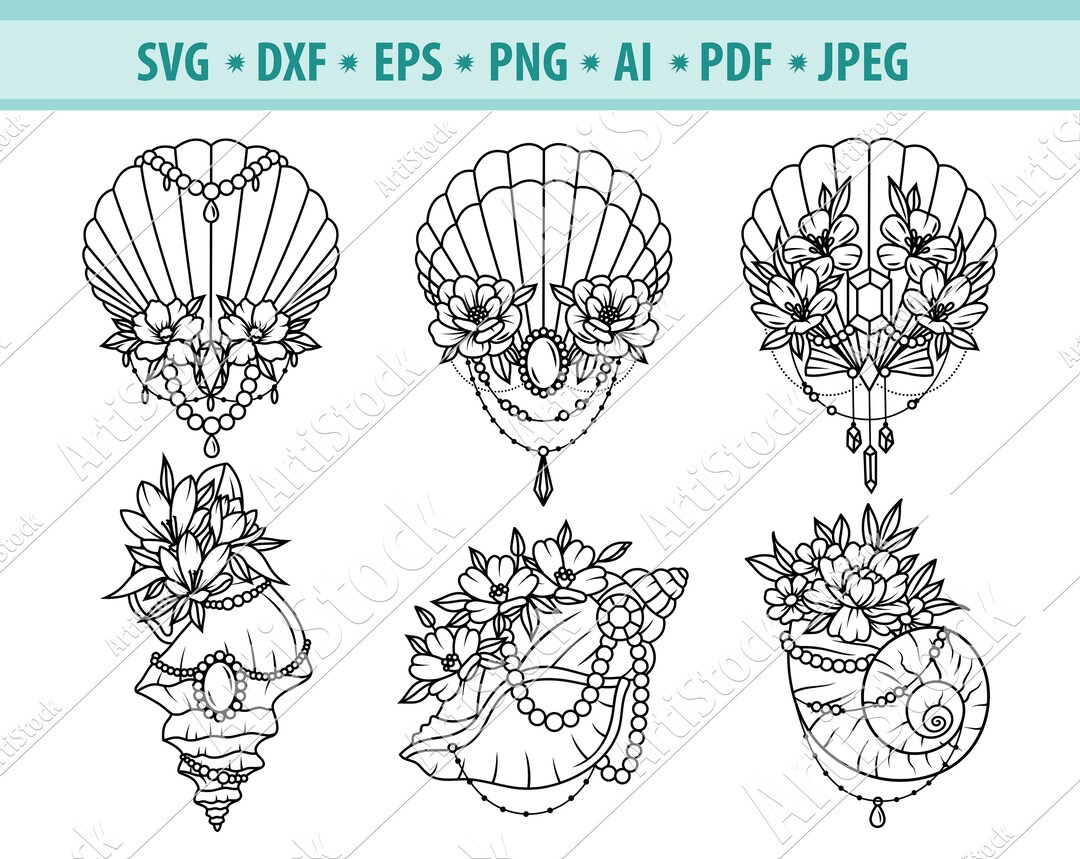 Seashells Svg, Flower Seashell Svg, Underwater the Sea Svg, Ocean Svg ...