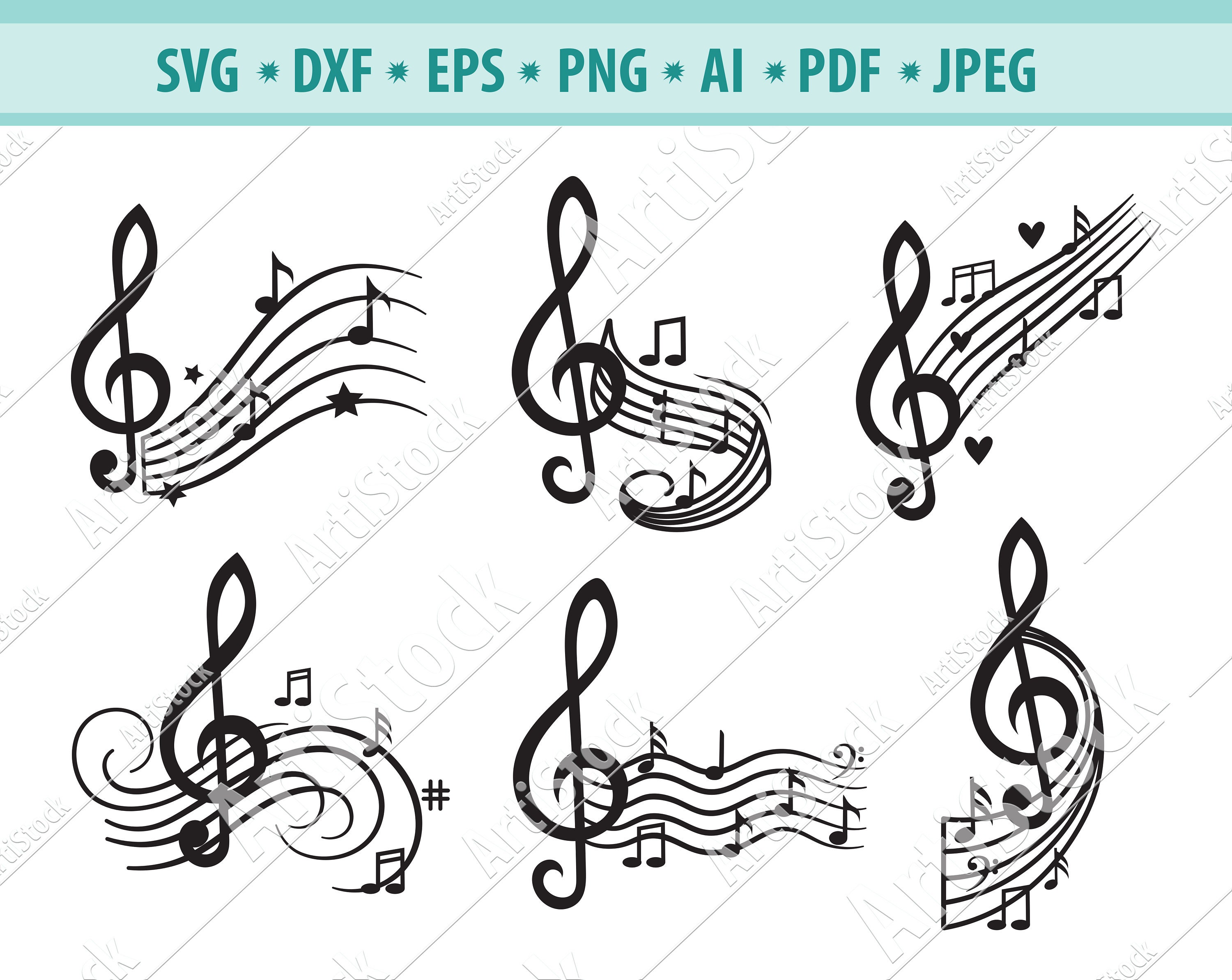 Musical Notes Svg Music Svg Music Sheet svg Silhouette | Etsy